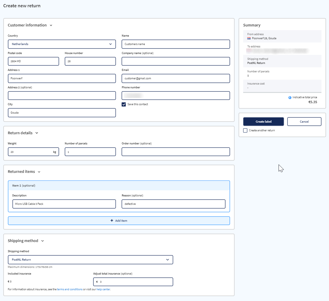 How to create a return – Sendcloud Help Center